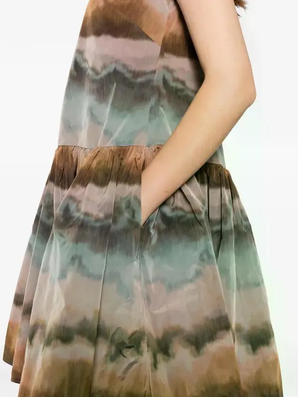 Amsale Printed Taffeta High-low Dress - Neutrals
