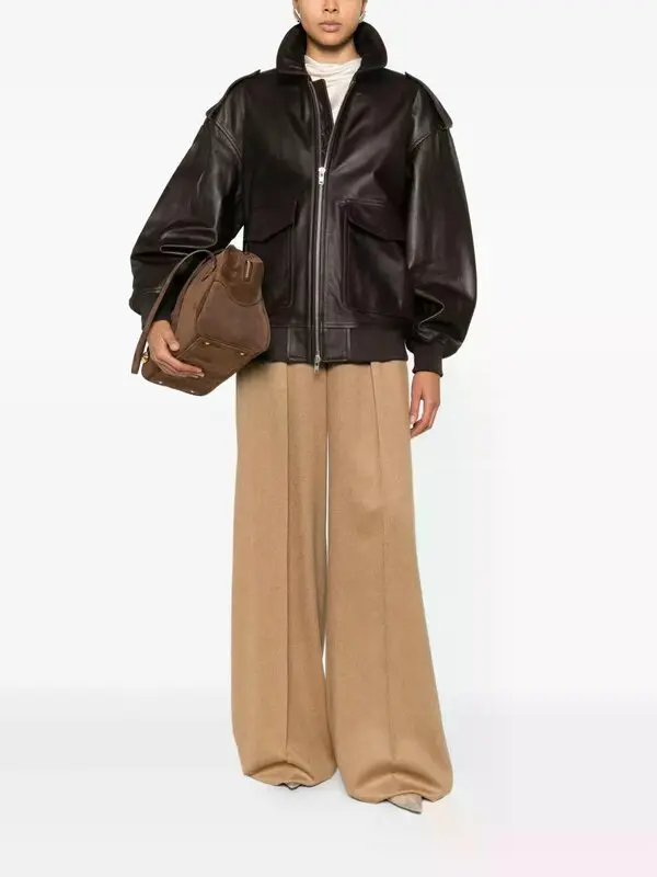 THE FRANKIE SHOP Zip-fastening Leather Jacket - Brown