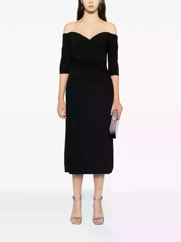 Amsale Crepe Off-shoulder Dress