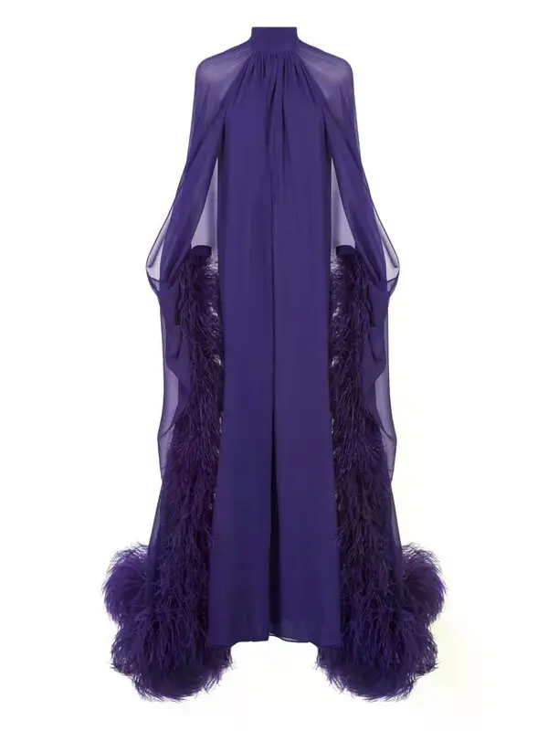 TALLER MARMO Eterea Feathered Maxi Gown