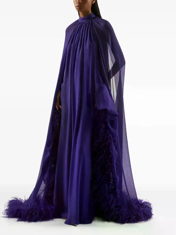 TALLER MARMO Eterea Feathered Maxi Gown