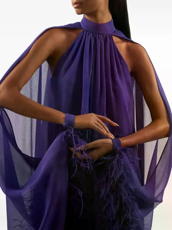TALLER MARMO Eterea Feathered Maxi Gown