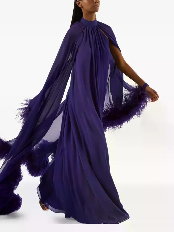 TALLER MARMO Eterea Feathered Maxi Gown