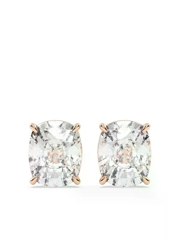 TILLA 14kt Rose Gold Diamond Cushion Earrings - White