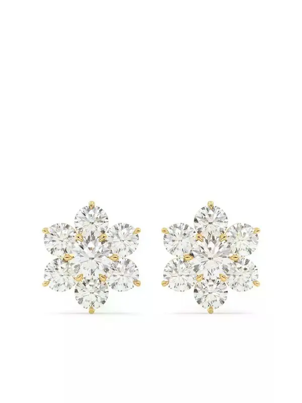 TILLA 14kt Gold Cluster Diamond Earrings - White
