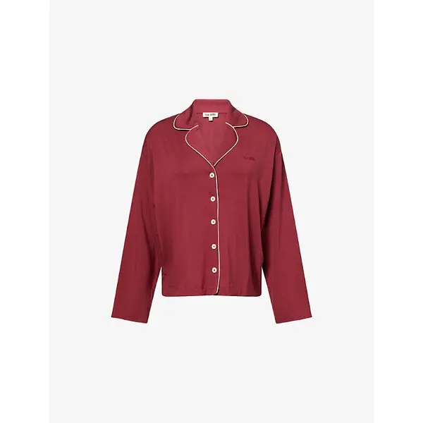 DJERF AVENUE Go Slow Long-sleeved Pyjama Shirt - Burgundy