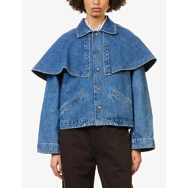 FRAME Boxy Fit Cape Denim Jacket
