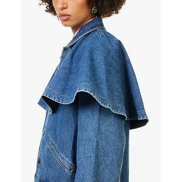FRAME Boxy Fit Cape Denim Jacket