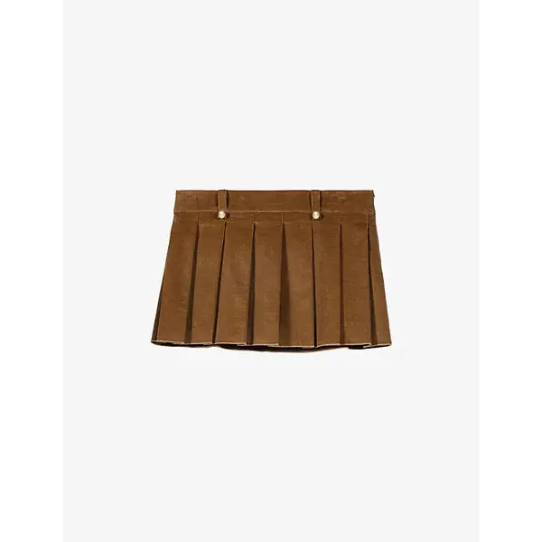 Maje Pleated Corduroy Mini Skirt