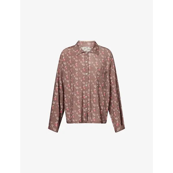DJERF AVENUE Print Pyjama Shirt - Holiday Hearts