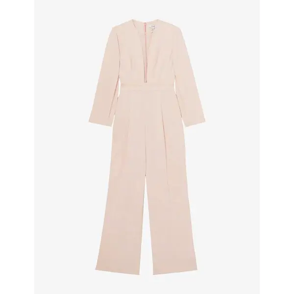 REISS Evora Split-sleeve Stretch-woven Jumpsuit - Pale Pink