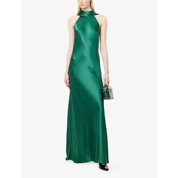 Galvan Sienna Halter-neck Satin Gown