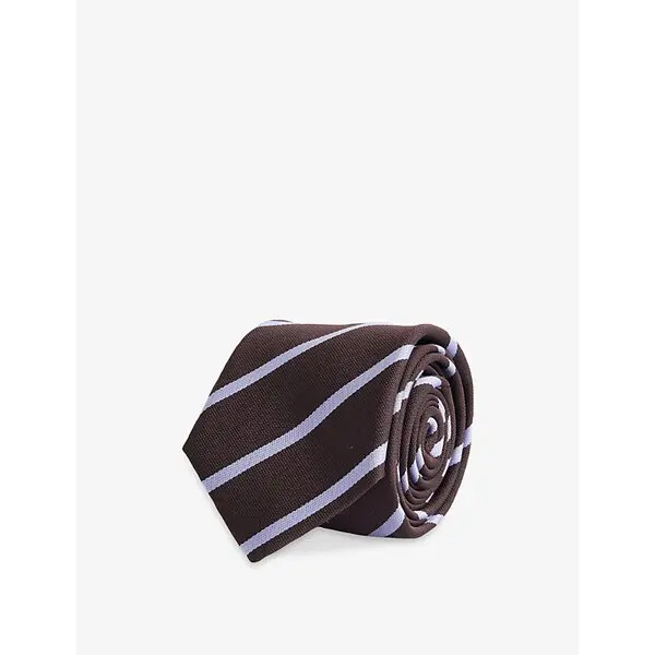 THE FRANKIE SHOP Striped Silk-blend Tie - Brown
