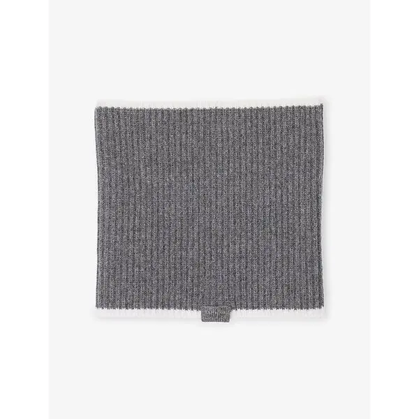 Sandro Contrast-trim Ribbed-knit Wool Neck Warmer - Grey