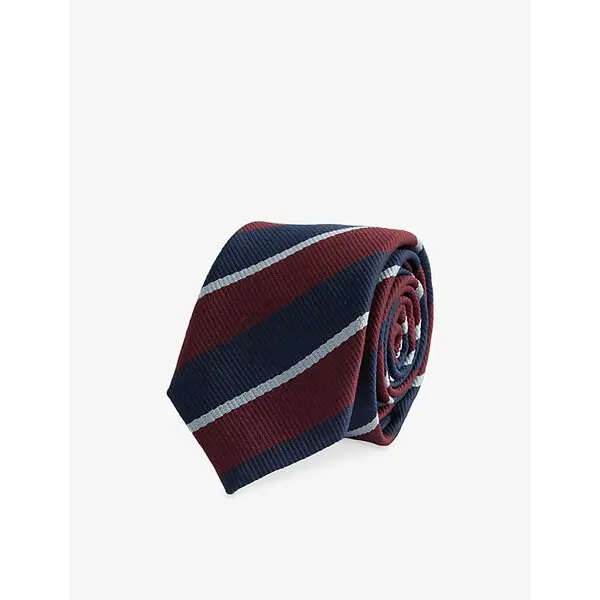 THE FRANKIE SHOP Striped Silk-blend Tie - Burgundy