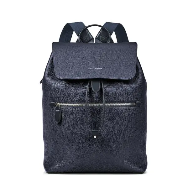 ASPINAL OF LONDON Reporter Leather Backpack - Blue