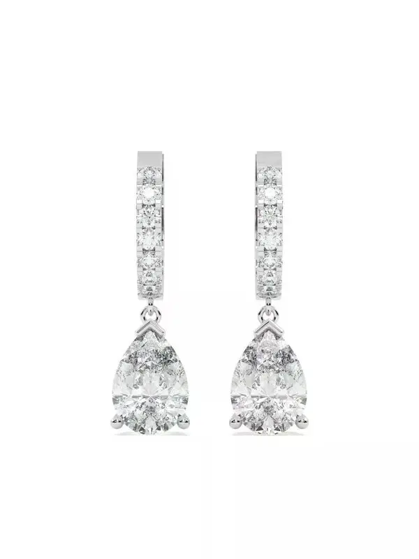 TILLA 14kt White Gold Pear-cut Diamond Dangle Earrings - Silver