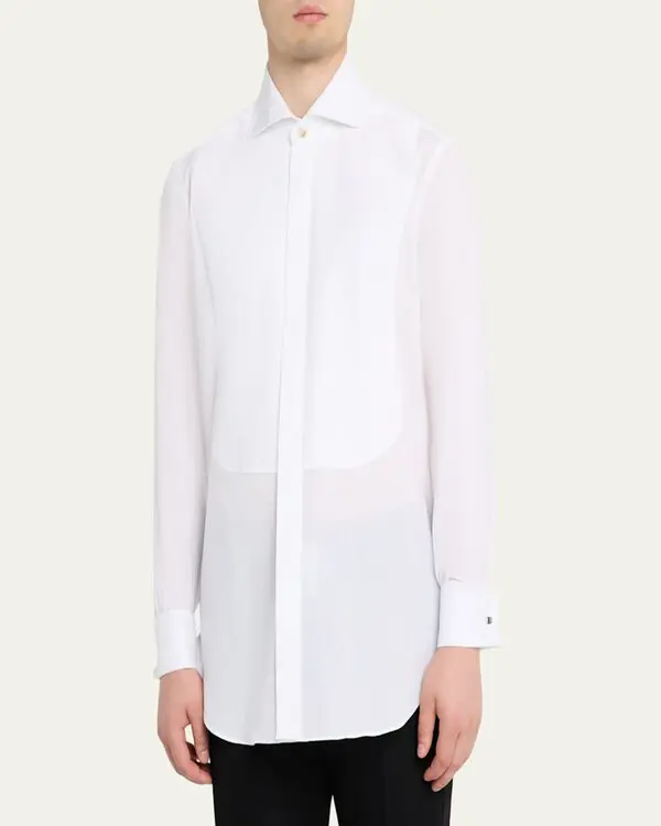 Kiton Cotton Pique Bib-front Dress Shirt