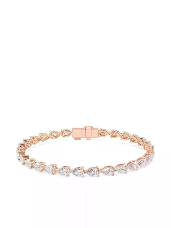 TILLA 14kt Rose Gold Pear-cut Tennis Bracelet - Pink