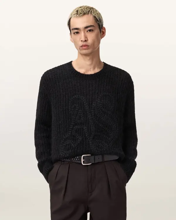 ALLSAINTS Chainy Embroidered Sweater - Black