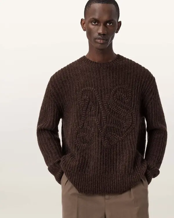 ALLSAINTS Chainy Embroidered Sweater - Brown