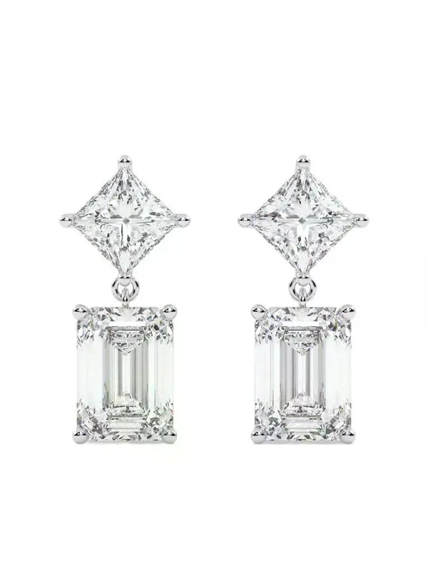 TILLA 14kt Princess-cut Dangling Earrings - White