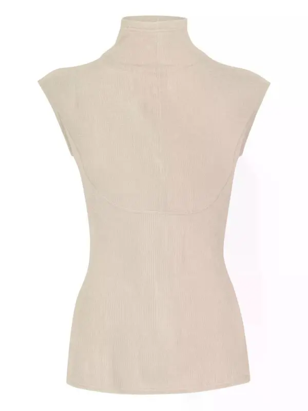 Proenza Schouler White Label Zane Brushed Rib Knit High Neck Sleeveless Top - Neutrals