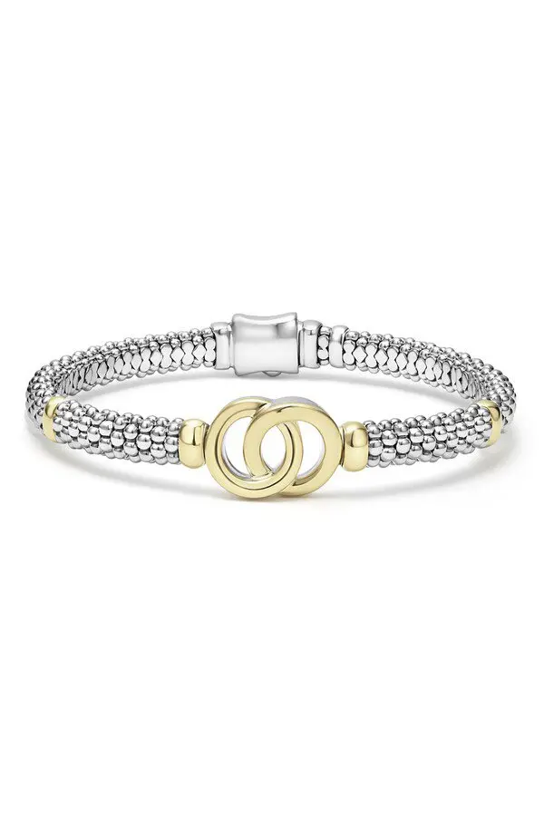 Lagos Signature Caviar Two-tone Interlocking Bracelet - Gold
