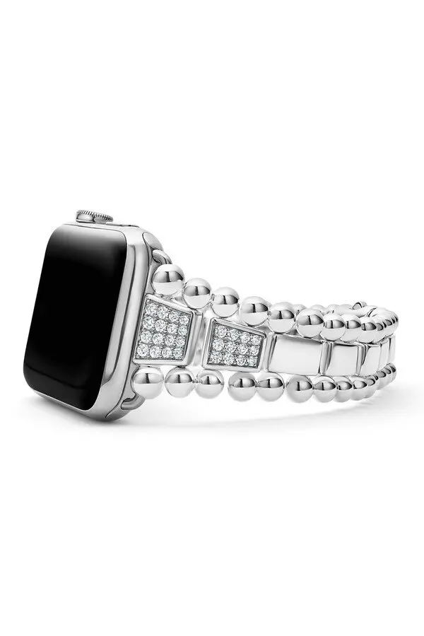 Lagos Smart Caviar Sterling Diamond Watch Bracelet - Silver