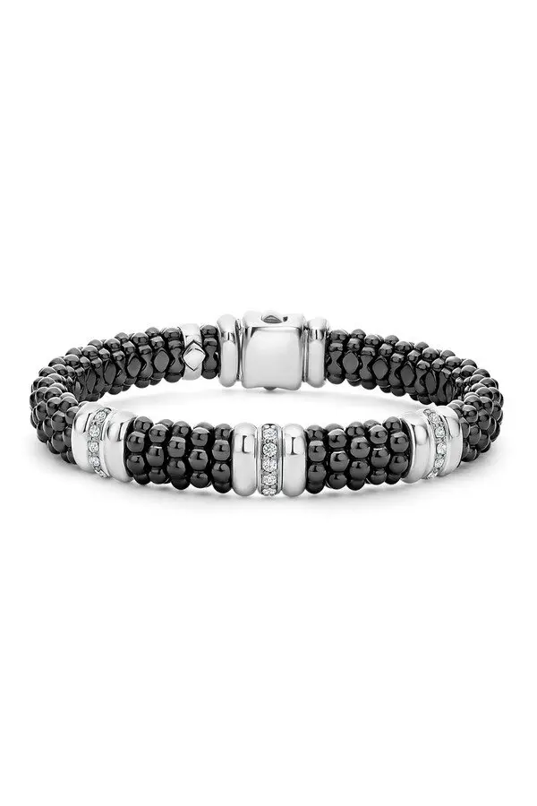 Lagos Caviar Ceramic And Diamond Bracelet - Black
