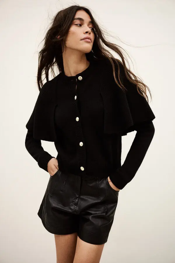 Ba&sh Pegg Cropped Knit Cardigan - Black