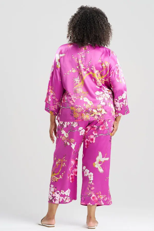 Natori Sakura Satin Mandarin Collar Pj - Pink / Purple