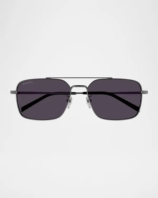 Gucci Petit Gg 58mm Metal Navigator Sunglasses - Ruthenium