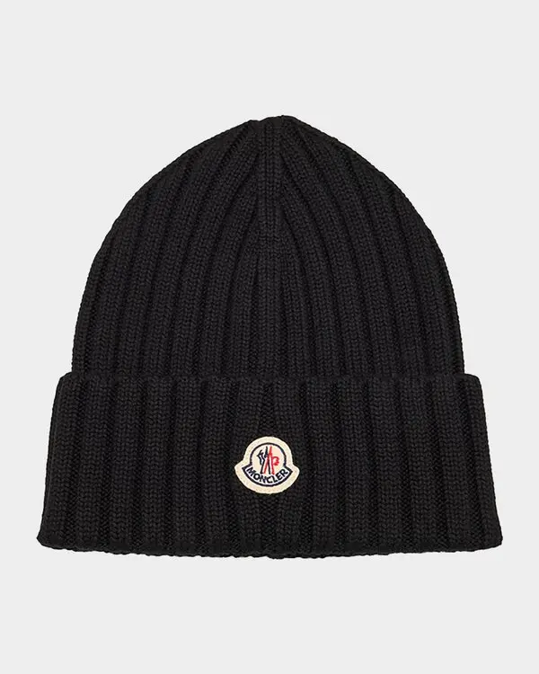 Moncler Ribbed Beanie - Black