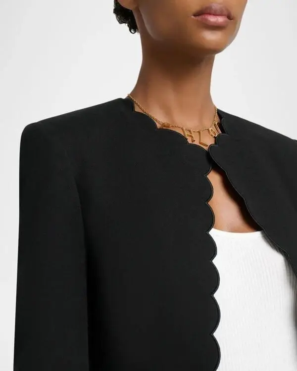 Chloé Scalloped Cotton Calvary Crop Jacket