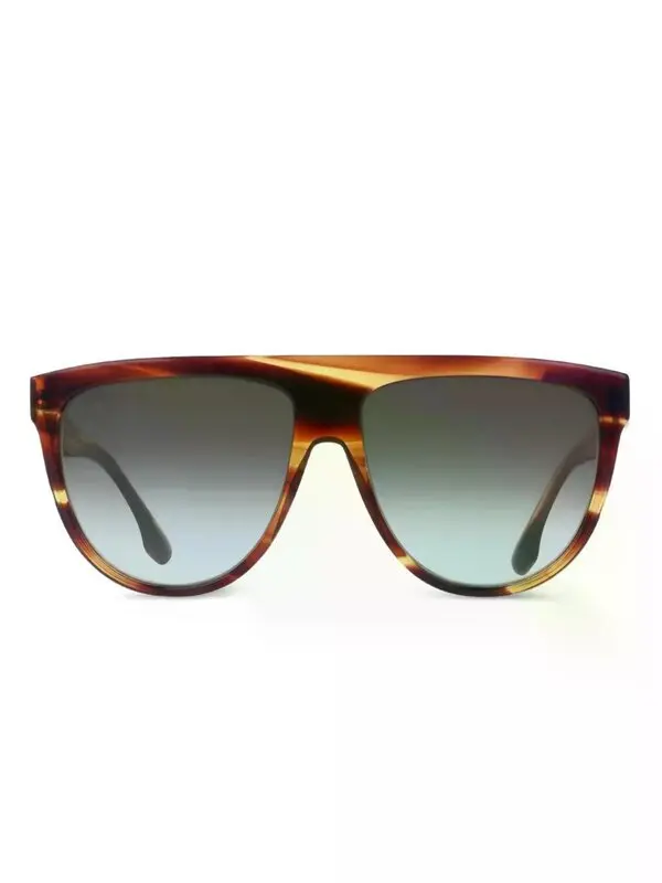 Victoria Beckham Striped Rectangle Sunglasses - Brown