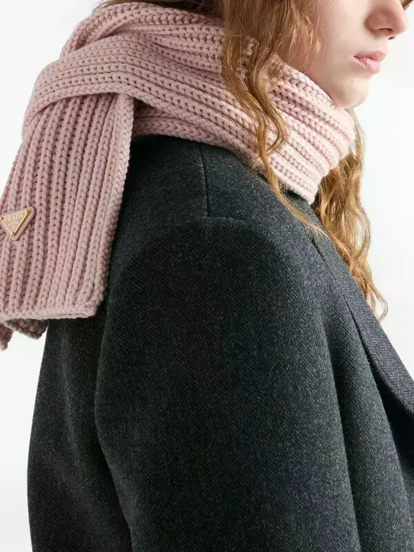 Prada Enameled Triangle Rib Knit Scarf - Pink