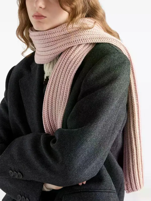 Prada Enameled Triangle Rib Knit Scarf - Pink