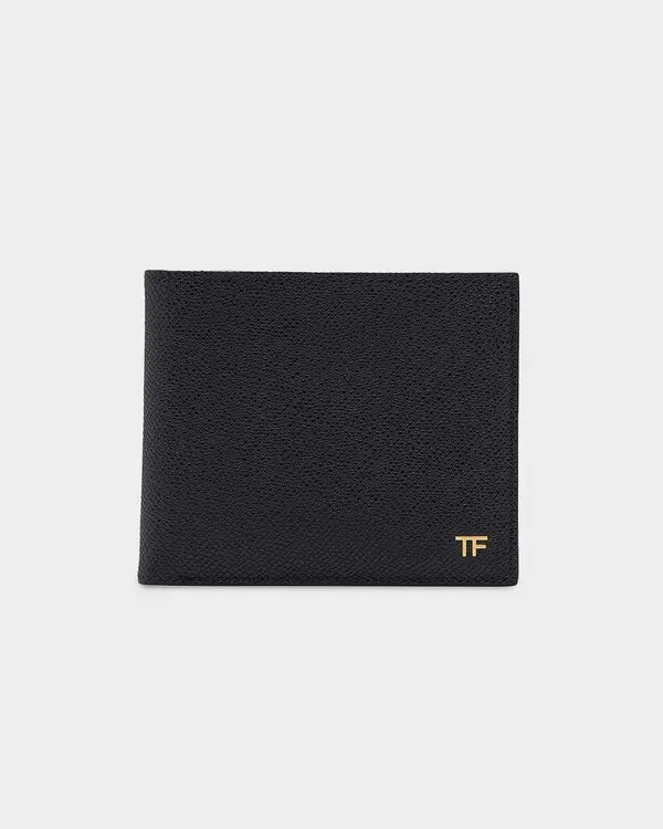 TOM FORD T Line Small Grain Leather Bifold Wallet - 1n001 Black
