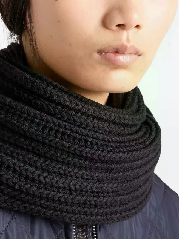 Prada Enameled Triangle Knit Scarf - Black