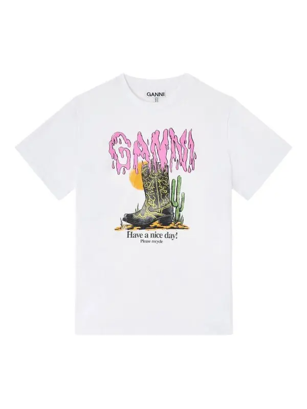 GANNI Organic Cotton T-shirt - White