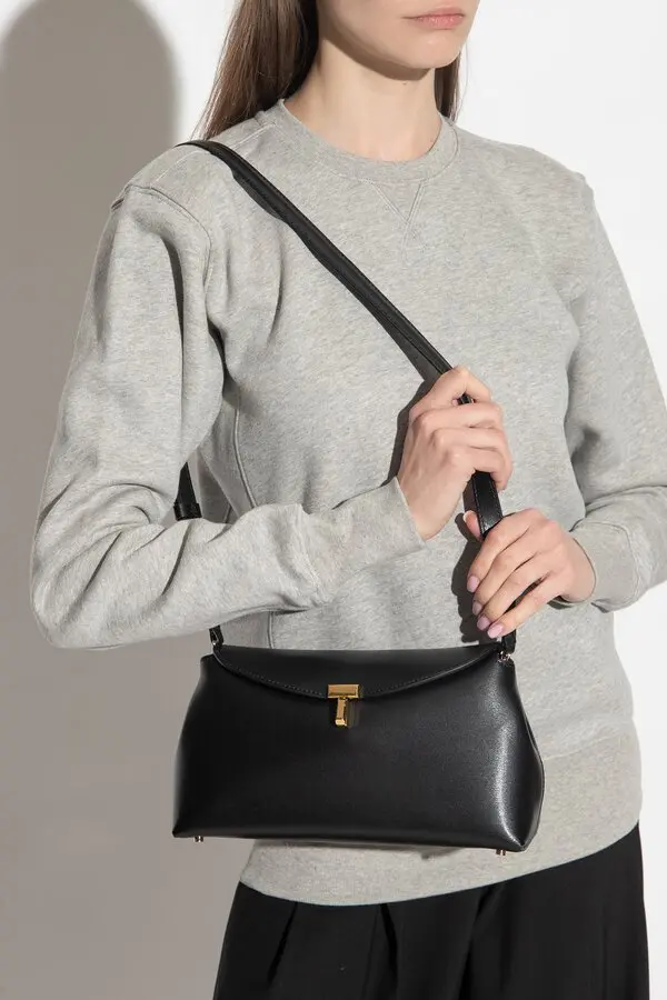 TOTEME Leather Shoulder Bag - Black