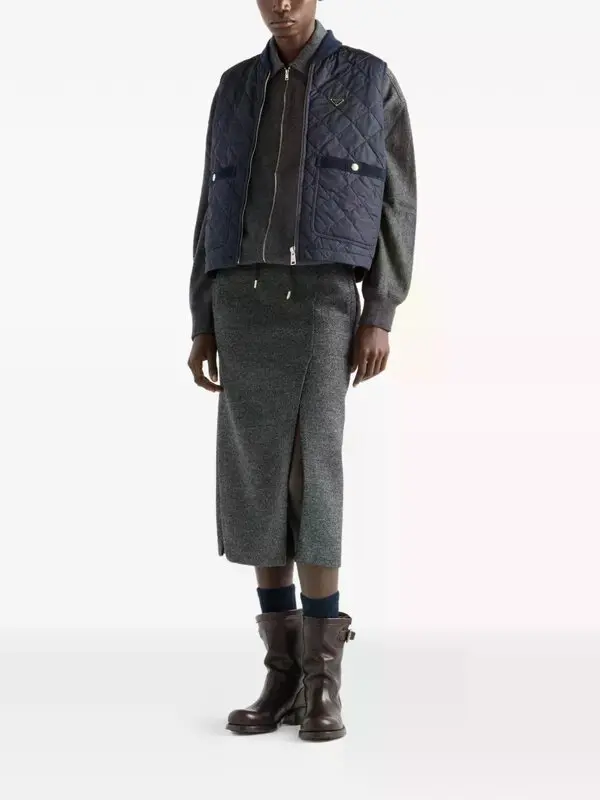 Prada Re-nylon Ribbed Knit Quilted Vest - Blue
