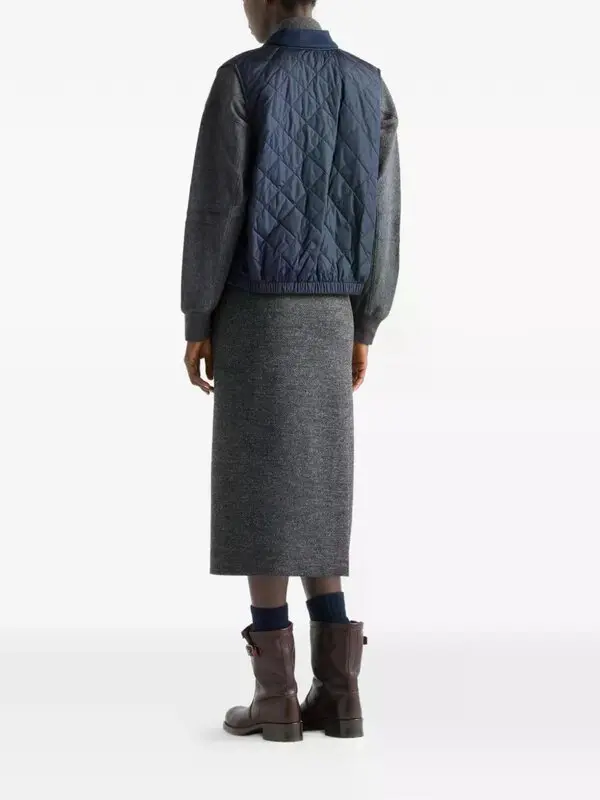 Prada Re-nylon Ribbed Knit Quilted Vest - Blue