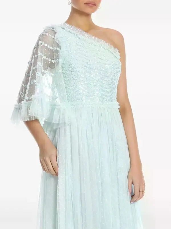 NEEDLE & THREAD Sequin-embellished One-shoulder Dress