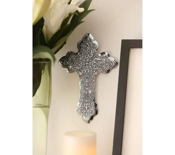 WENDELL AUGUST Baroque Wall Cross With Crystals