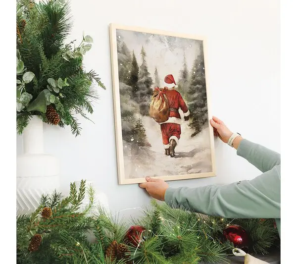 SINCERE SURROUNDINGS 24' Santa Walking Art Thin Frame - One-color
