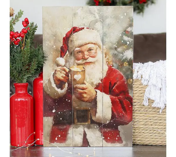 SINCERE SURROUNDINGS 16' Santa Claus Mug Rustic Pallet - One-color
