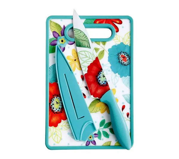 STUDIO CALIFORNIA BY LAURIE GATES Studio California Jordana 3pc Knife And Board S Et Turquoise - One-color