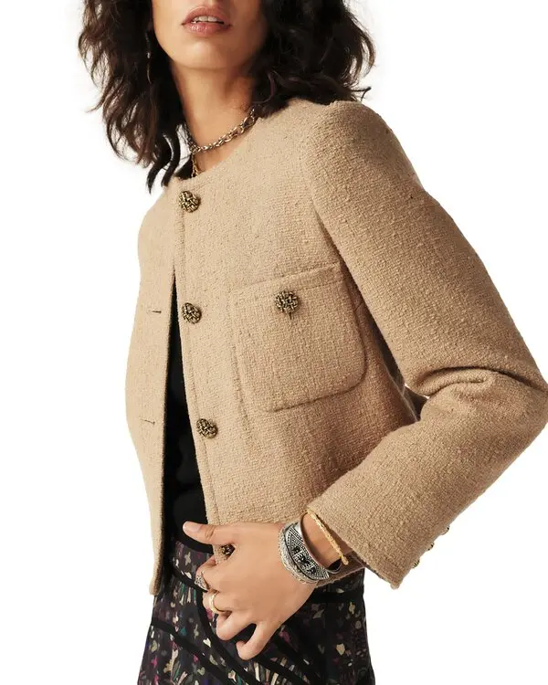 Ba&sh Meredith Cropped Boxy Jacket - Camel
